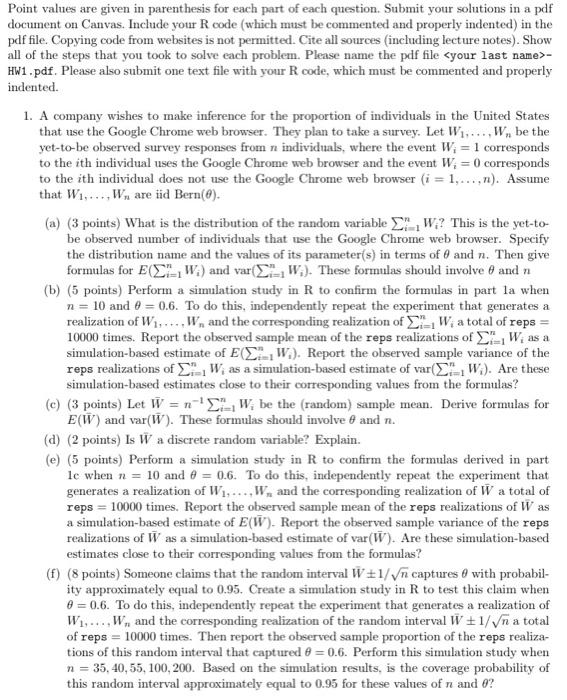 Solved Point values are given in parenthesis for each part | Chegg.com