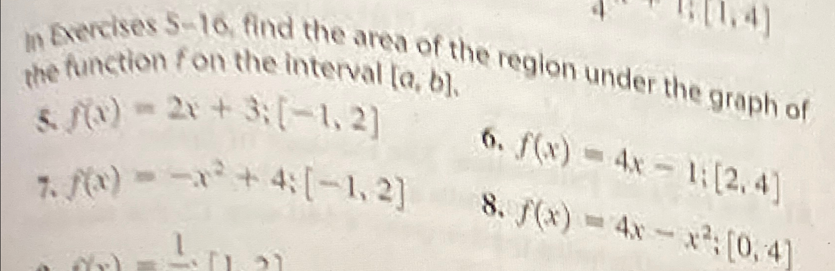 Solved In Exercises 5-16, ﻿find the area of the region under | Chegg.com