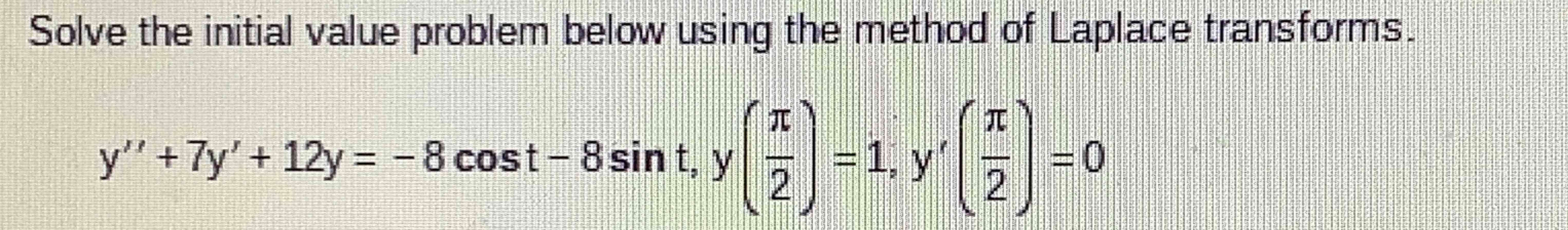 Solved Solve the initial value problem below using the | Chegg.com