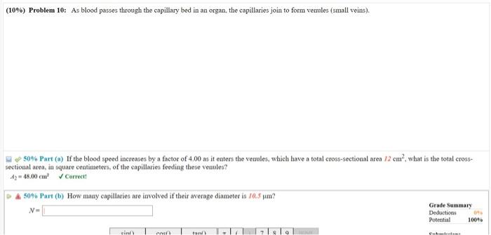 Solved (10\%) Problem 10: As blood passes through the | Chegg.com
