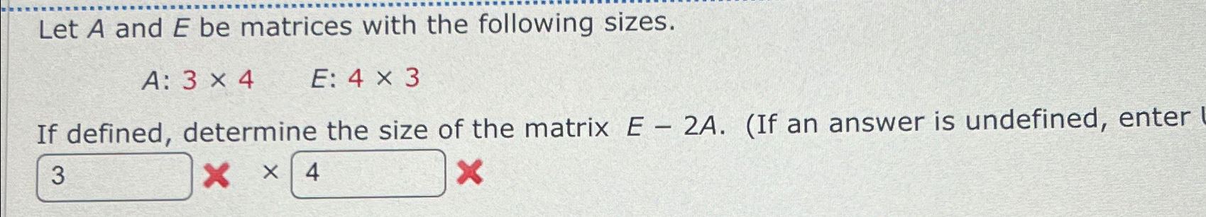 Solved Let A and E ﻿be matrices with the following sizes. | Chegg.com