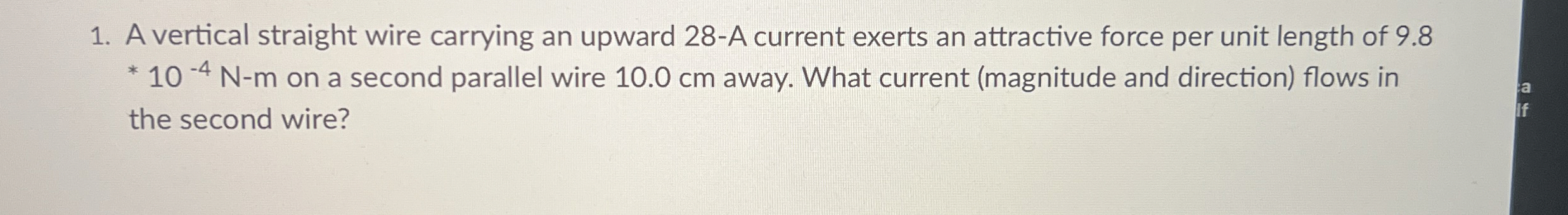 Solved A vertical straight wire carrying an upward 28- ﻿A | Chegg.com