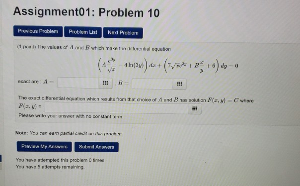 Solved Assignment01 Problem 10 Next Problem Previous 