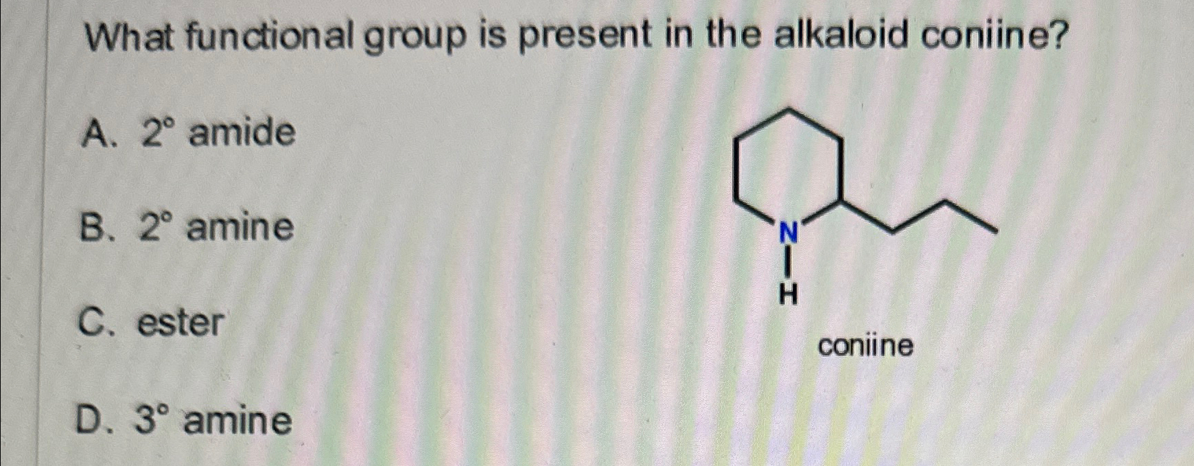 Solved What functional group is present in the alkaloid | Chegg.com