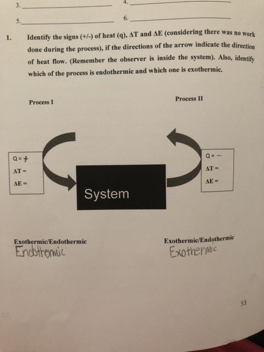 Solved 1. Identify the signs (+/-) of heat (q), AT and AE | Chegg.com
