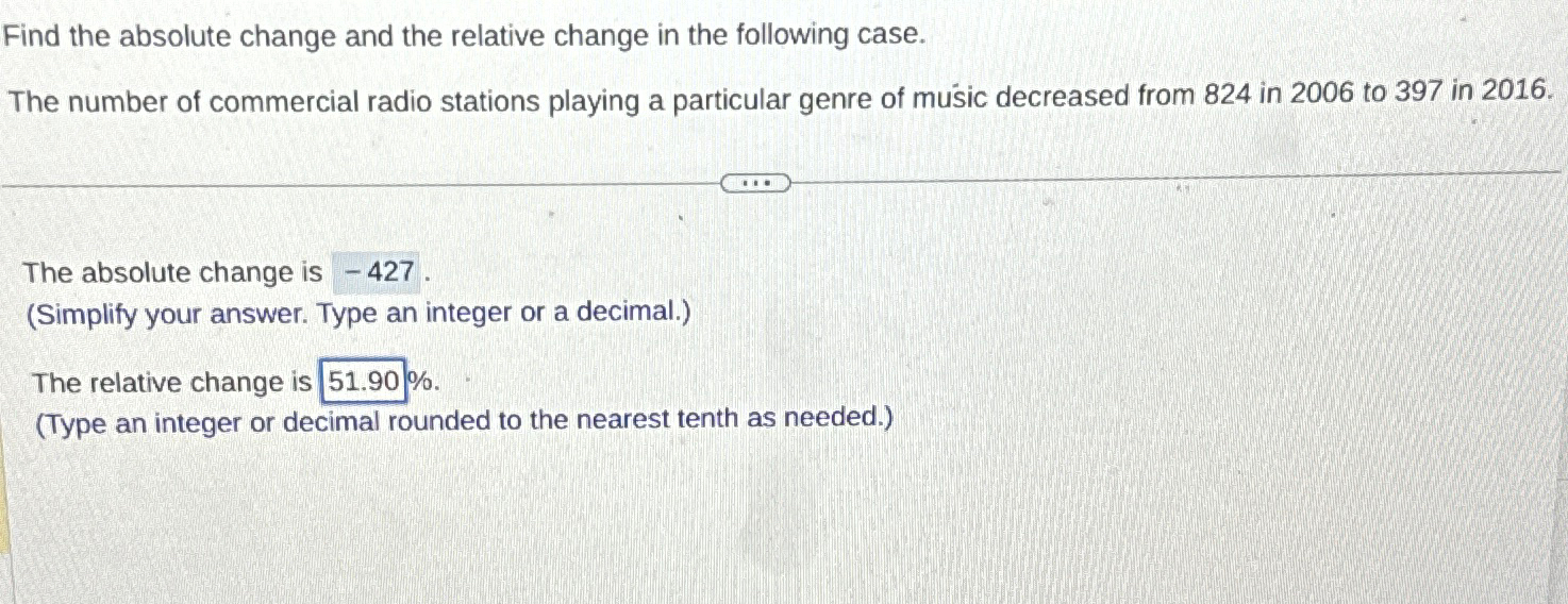 Solved Find the absolute change and the relative change in | Chegg.com