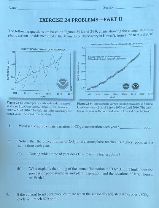 Solved Name Section EXERCISE 24 PROBLEMS-PART II The | Chegg.com