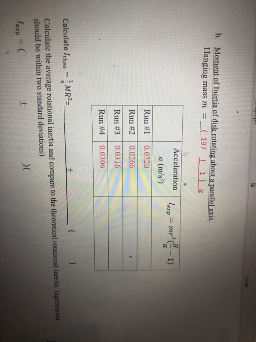 Solved Activity I: Rotational inertia of a disk rotating | Chegg.com