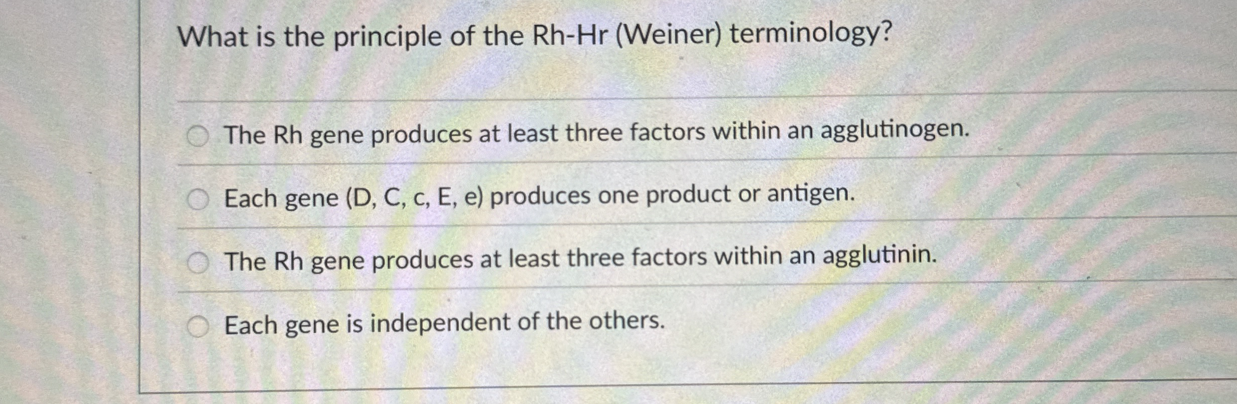 What is the principle of the Rh-Hr (Weiner) | Chegg.com