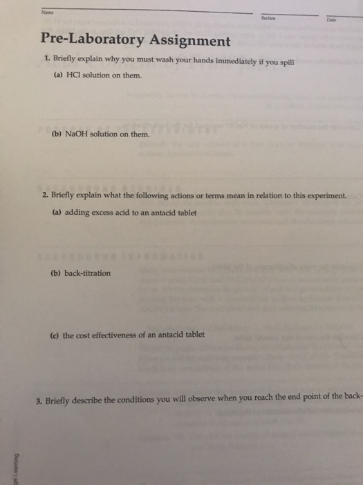 Solved Pre-Laboratory Assignment 1. Briefly explain why you | Chegg.com