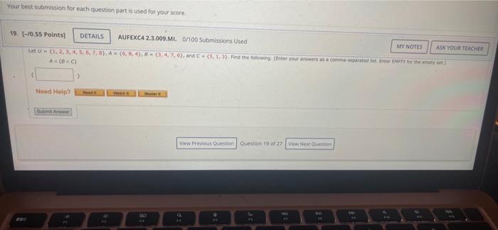 Solved 6. [0/0.55 Points] DETAILS PREVIOUS ANSWERS AUFEXC4 | Chegg.com