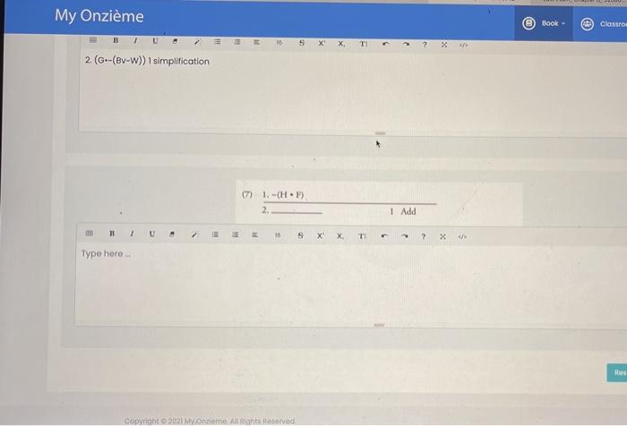My Onzième Book Classroom Logic Pakk Worksheet | Chegg.com