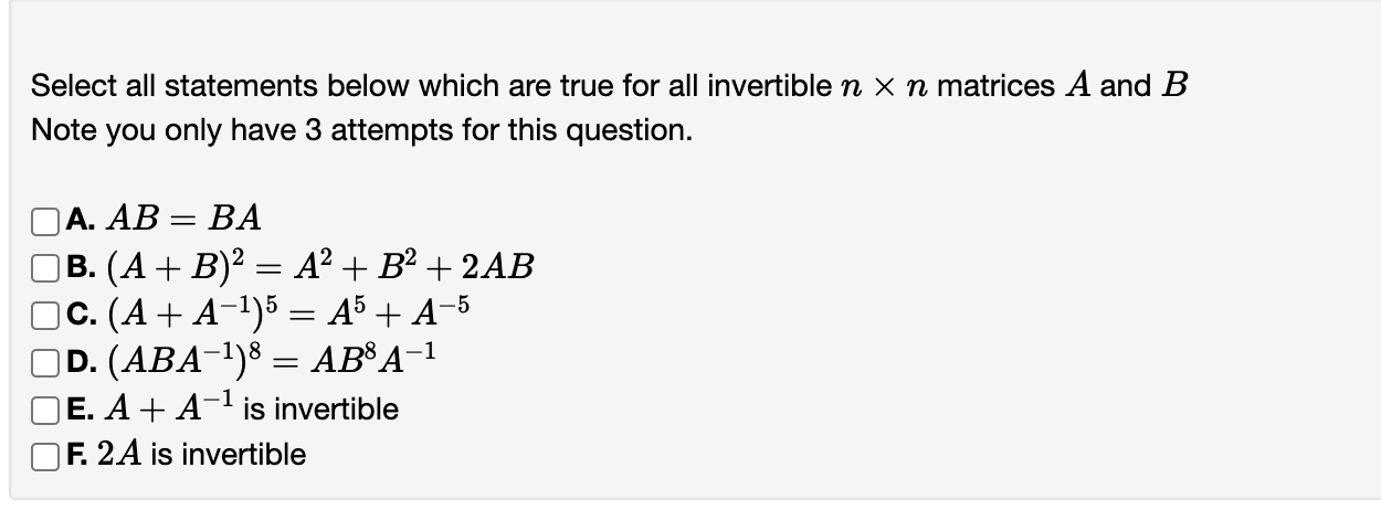 Solved Select all statements below which are true for all | Chegg.com