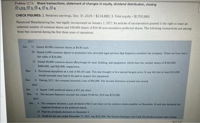 Solved Problem 12-7A Share transactions, statement of | Chegg.com