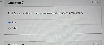 Solved Question 71 ﻿ptsPaul Broca identified brain areas | Chegg.com
