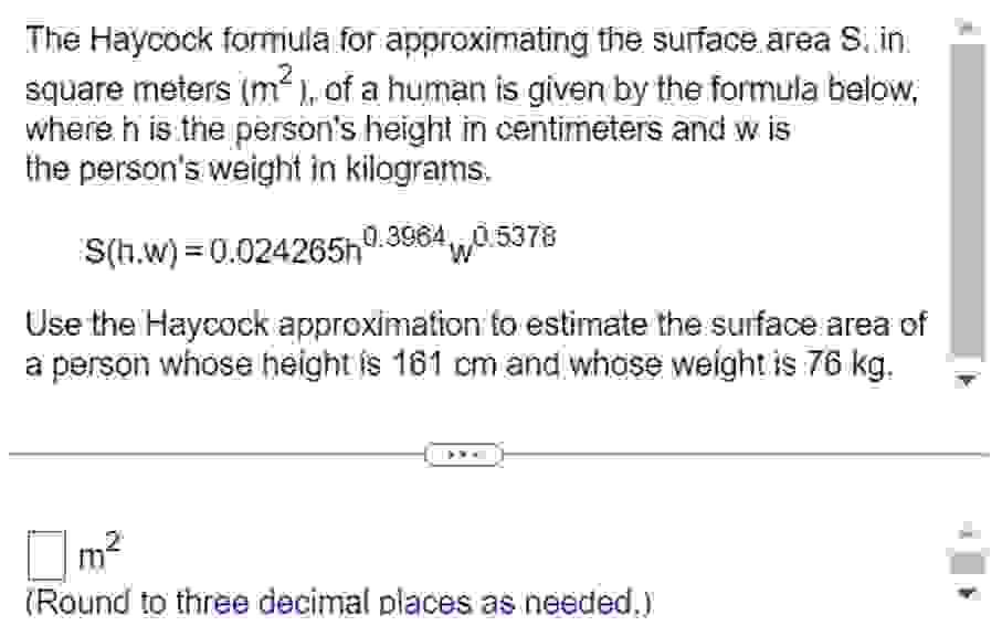 Solved The Haycock formula for approximating the surface | Chegg.com
