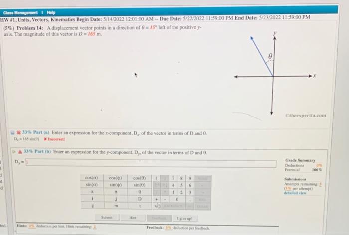 Solved Class Management I Help HW #1, Units, Vectors, | Chegg.com