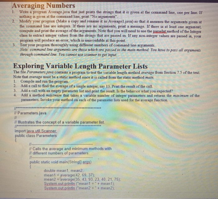 Solved 1. 3. Averaging Numbers Write a program Average.java | Chegg.com