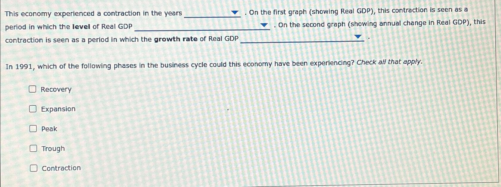 Solved This economy experienced a contraction in the years . | Chegg.com
