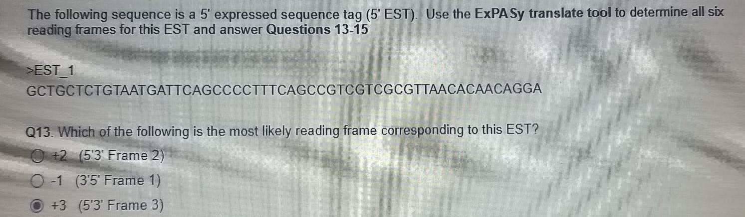 The following sequence is a 5' expressed sequence tag | Chegg.com