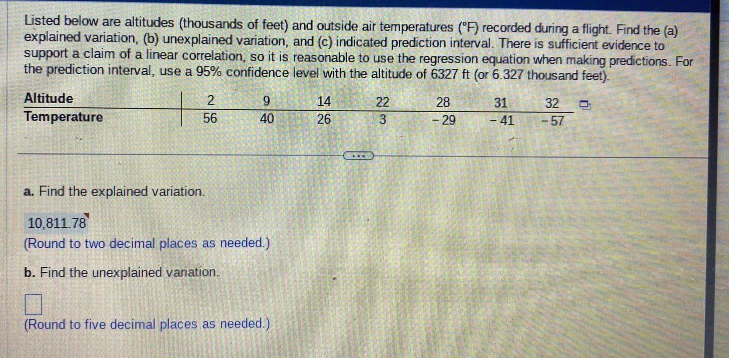 Solved Listed below are altitudes (thousands of feet) and | Chegg.com