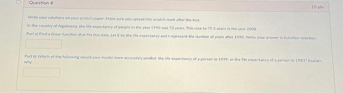 Solved Question 8 10 pts Write your solutions on your | Chegg.com