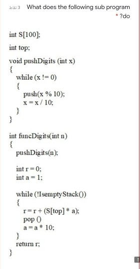Solved be3 What does the following sub program * ?do int | Chegg.com