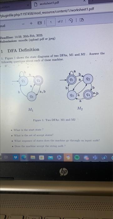 Solved 1 DFA Definition 1. Figure 1 -showi the state | Chegg.com
