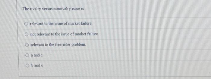 Solved The rivalry versus nonrivalry issue is O relevant to | Chegg.com