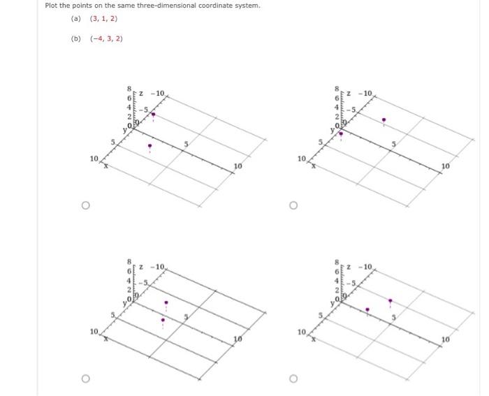 Solved Plot the points on the same three-dimensional | Chegg.com
