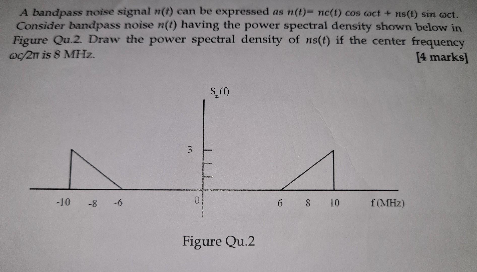 Solved A bandpass noise signal n(t) can be expressed as | Chegg.com