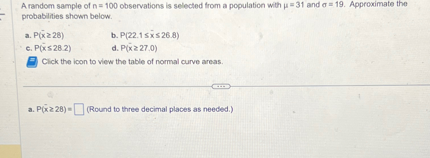 Solved A random sample of n=100 ﻿observations is selected | Chegg.com