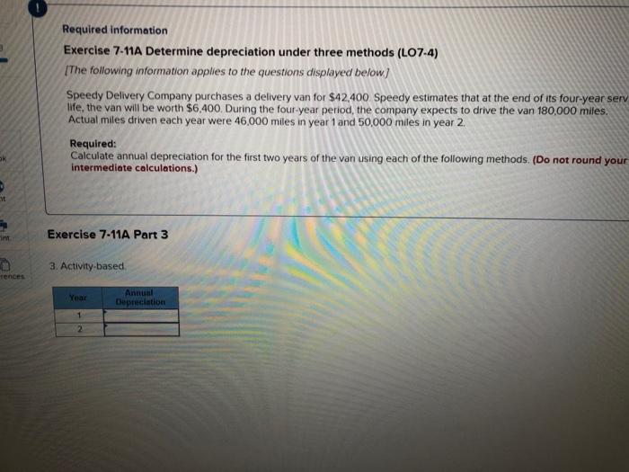 Solved Required information Exercise 7-11A Determine | Chegg.com