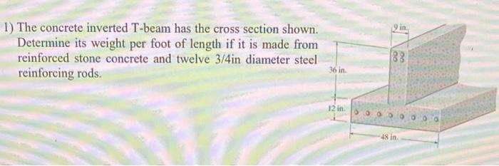 Solved 1) The concrete inverted T-beam has the cross section | Chegg.com