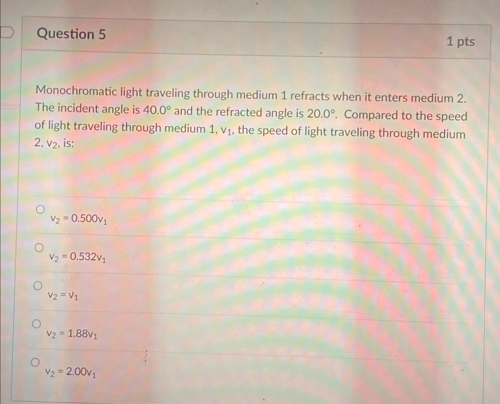 Solved Question 51 ﻿ptsMonochromatic light traveling through | Chegg.com