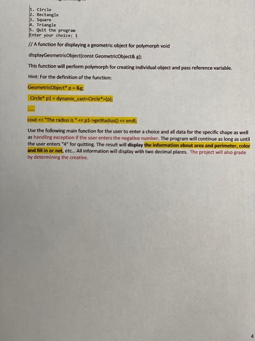 Solved c++ program geometricobject class, rectangle class, | Chegg.com