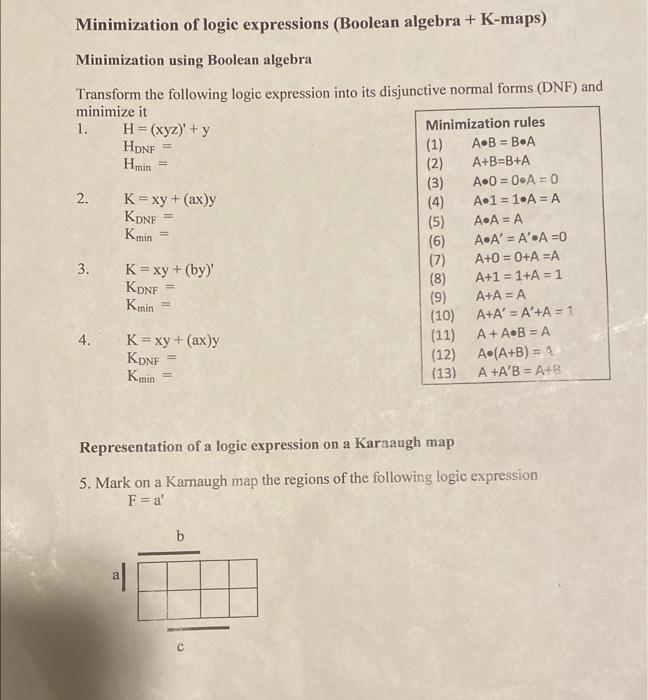 Solved Minimization Using Boolean Algebra Transform The