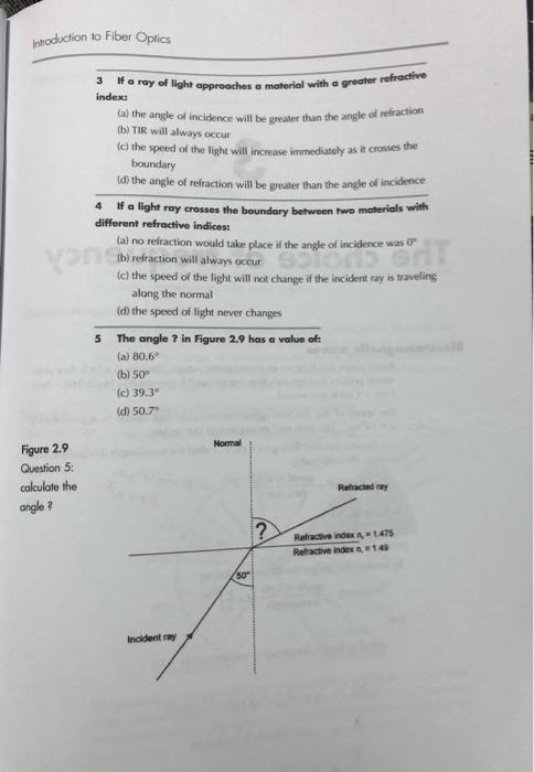 Introduction to Fiber Optics Quiz time 1 In each | Chegg.com