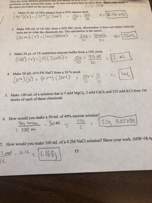 Solved Here are some dilution problems that you problems on | Chegg.com
