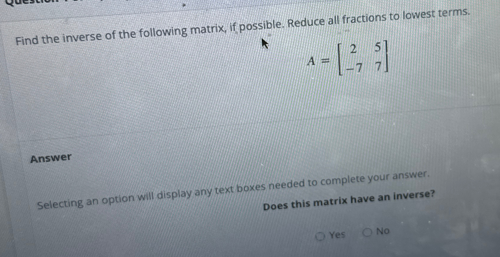 Solved Find the inverse of the following matrix, if | Chegg.com