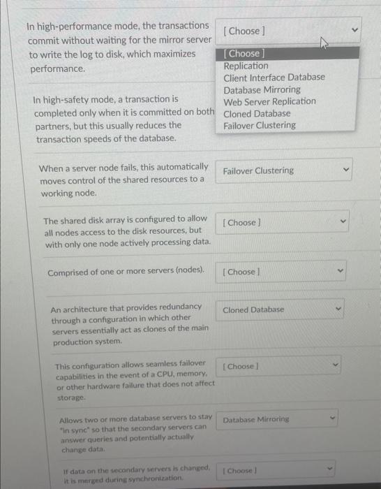 Solved In high-performance mode, the transactions commit | Chegg.com