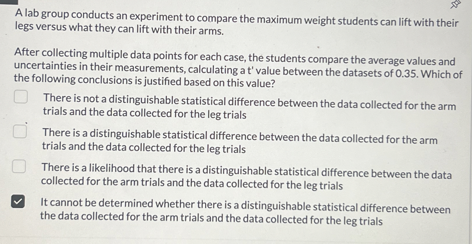 Solved A lab group conducts an experiment to compare the | Chegg.com