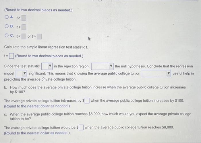 Solved The data shown below indicate the average tuition (in | Chegg.com