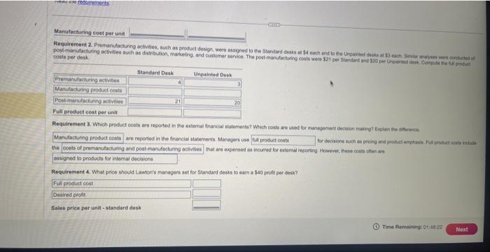 manufncturing overhead), lts activities and rolated | Chegg.com