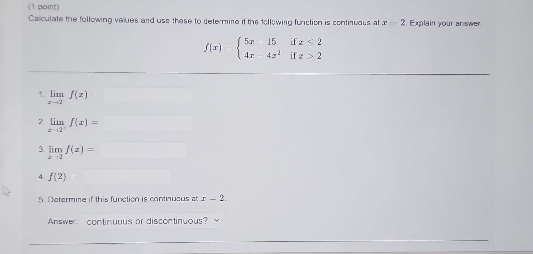 Solved (1 point) Calculate the following values and use | Chegg.com