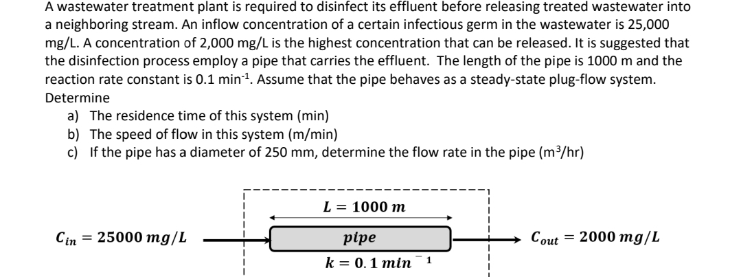 Solved A wastewater treatment plant is required to disinfect | Chegg.com