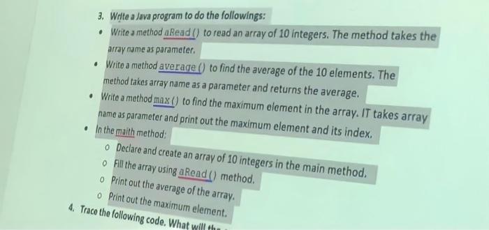 Solved 3 Write A Java Program To Do The Followings • Write 