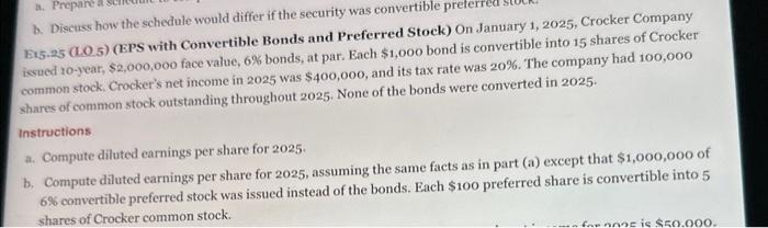 Solved Stock) On January 1, 2025, Crocker Company B15.25 | Chegg.com
