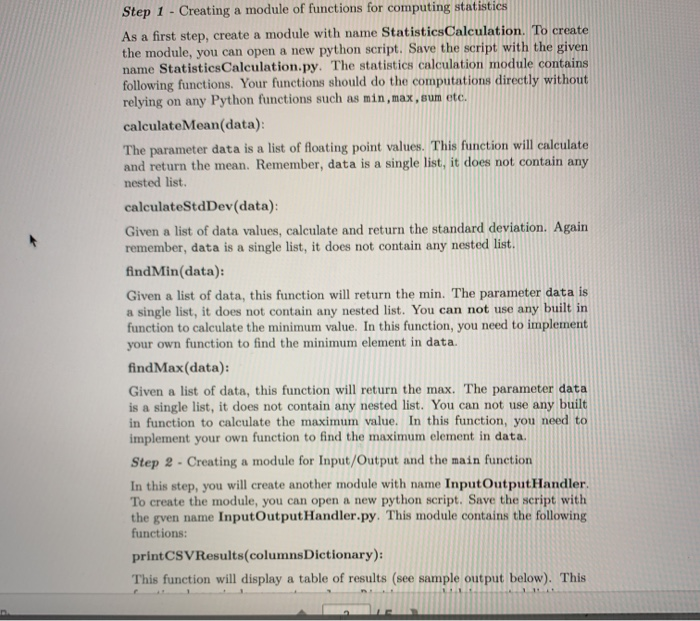 Solved Step 1 Creating A Module Of Functions For Computing 9647