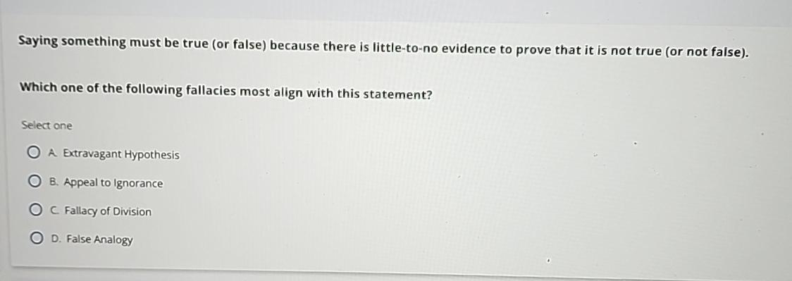 Solved Saying something must be true (or false) ﻿because | Chegg.com